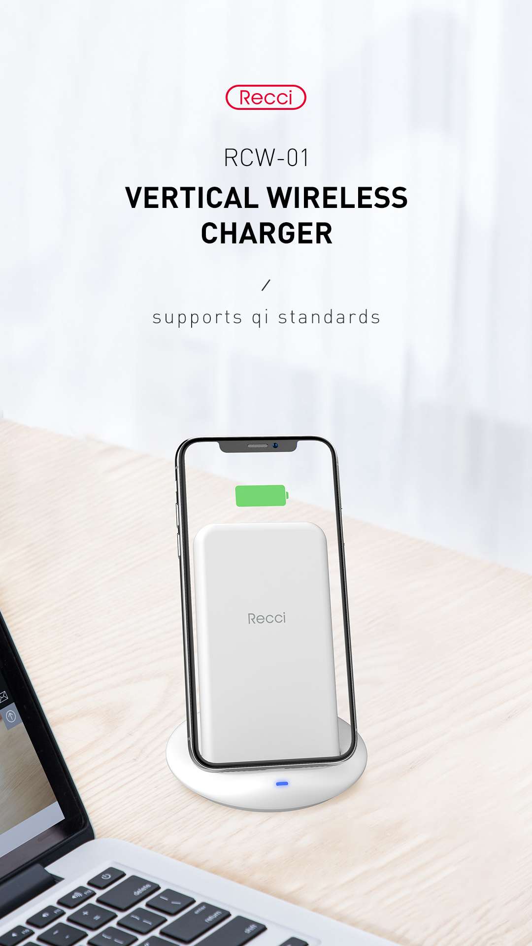 Recci RCW-01 Vertical & Horizontal Fast Wireless Charging Stand ...