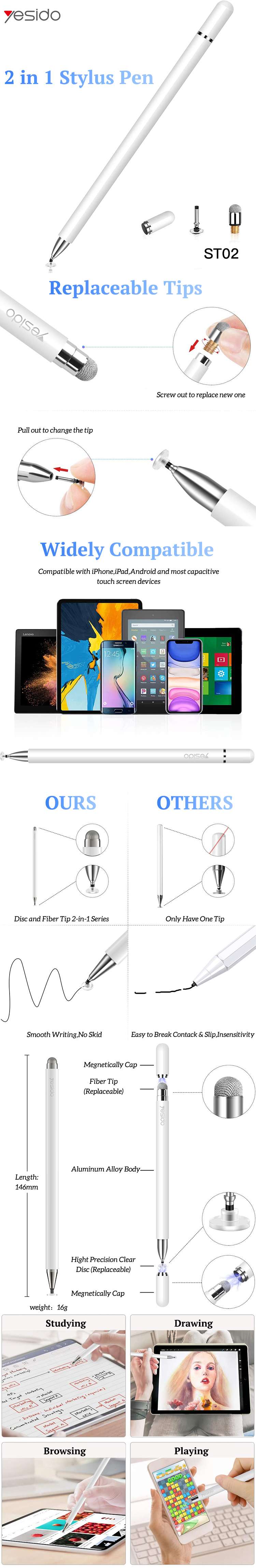 Yesido ST02 2in1 Passive Capacitive Touch Pen For IPhone, Ipad And ...